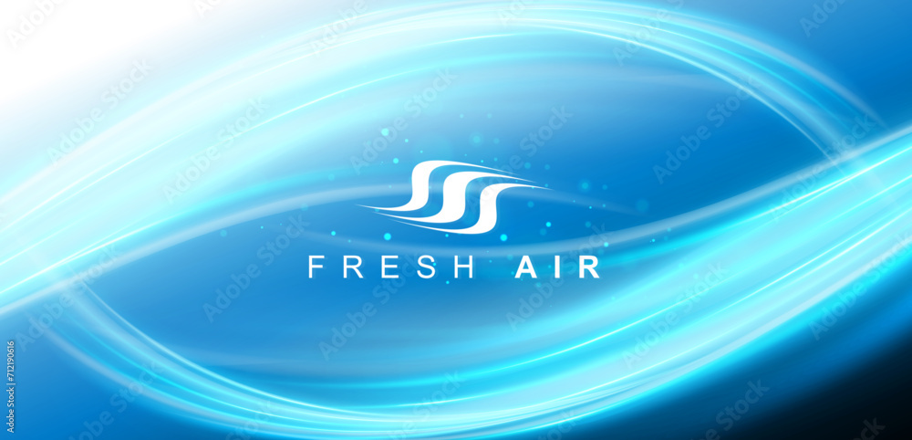 WebBlue waves showing a stream of clean fresh air. Soft blue curved ...