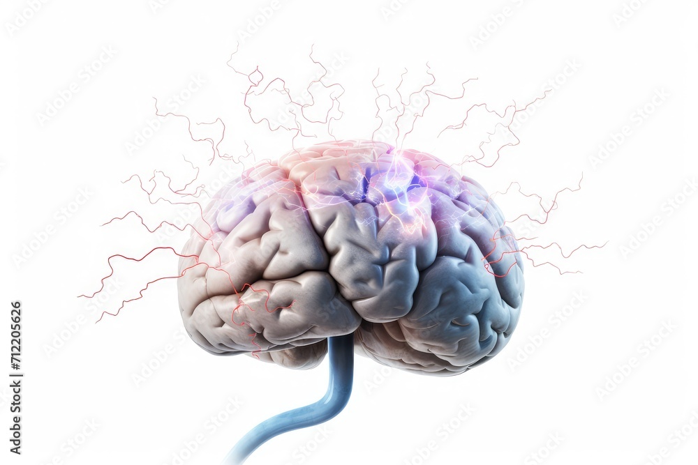 Illustration Stock 3D brain, electronic brainstorming Charette ...