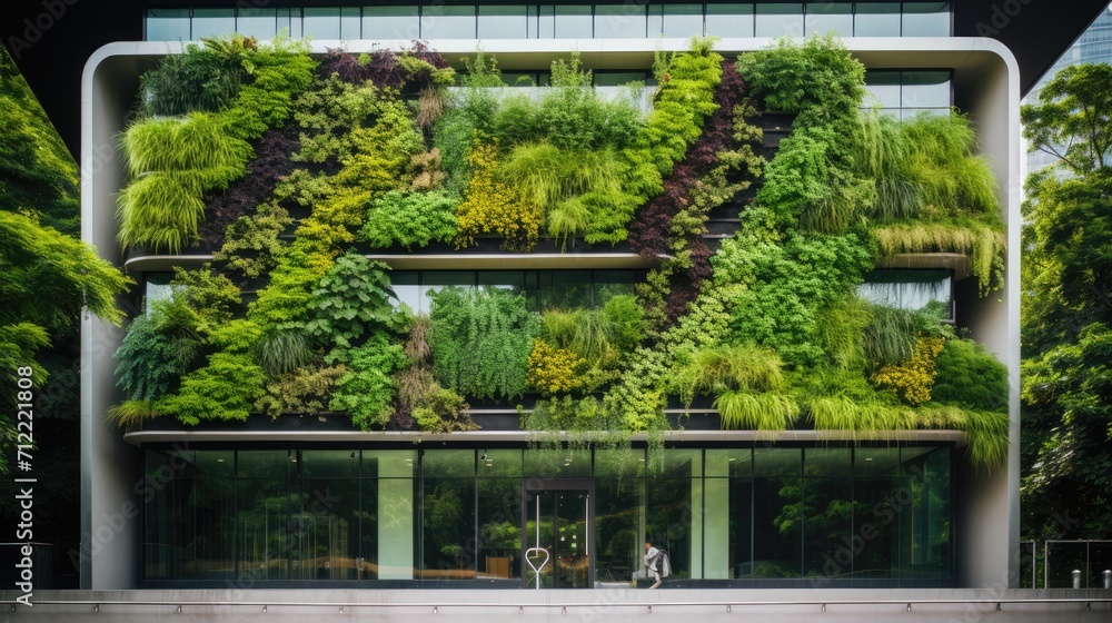 Eco-friendly building in the modern city. Sustainable glass office ...