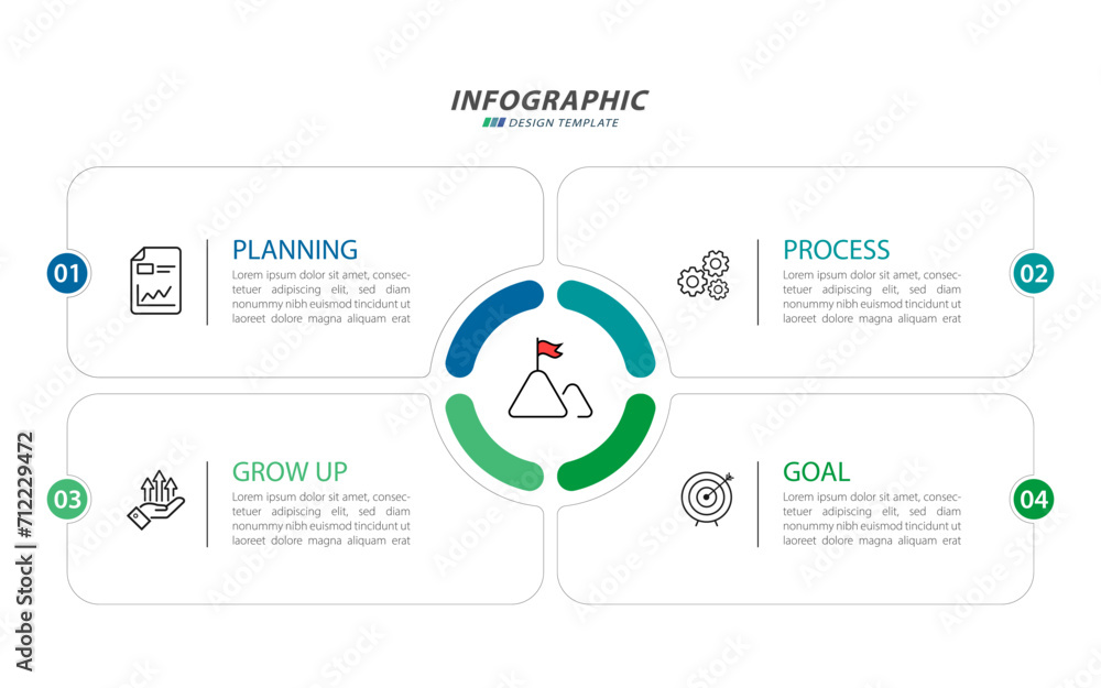 Timeline Creator infographic template. 4 Step timeline journey ...