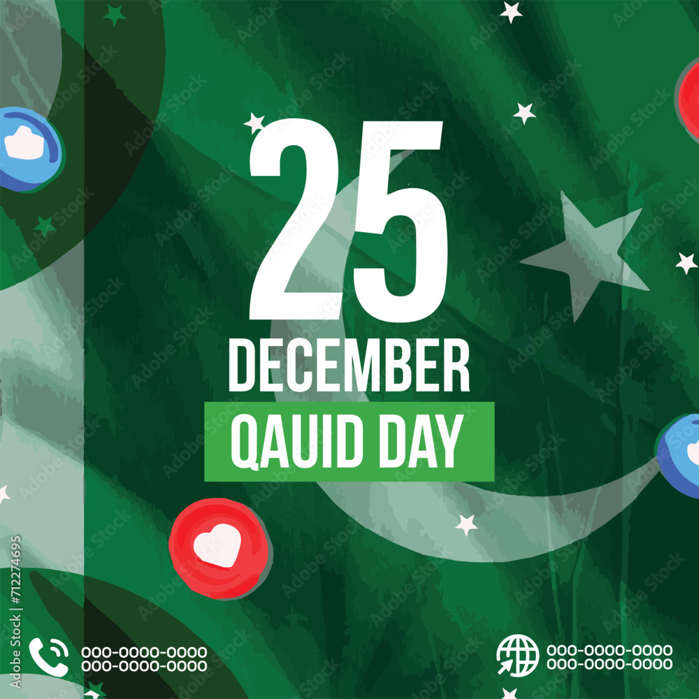 Image vectorielle Stock 25 december pakistan day flyer with social ...