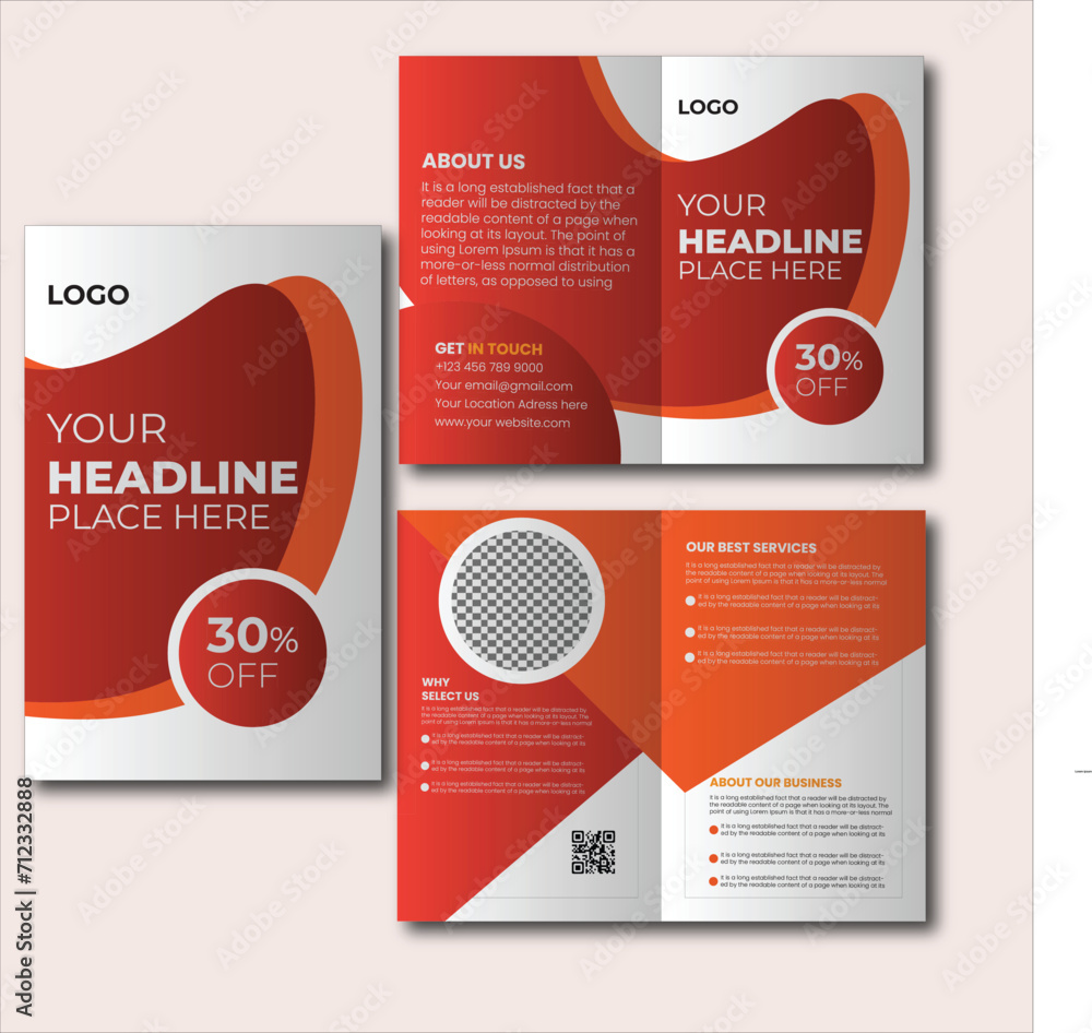 BUSINESS BIFOLD BROCHURE DESIGN TEMPLATE..A4 FLYER, POSTER, BANNER ...
