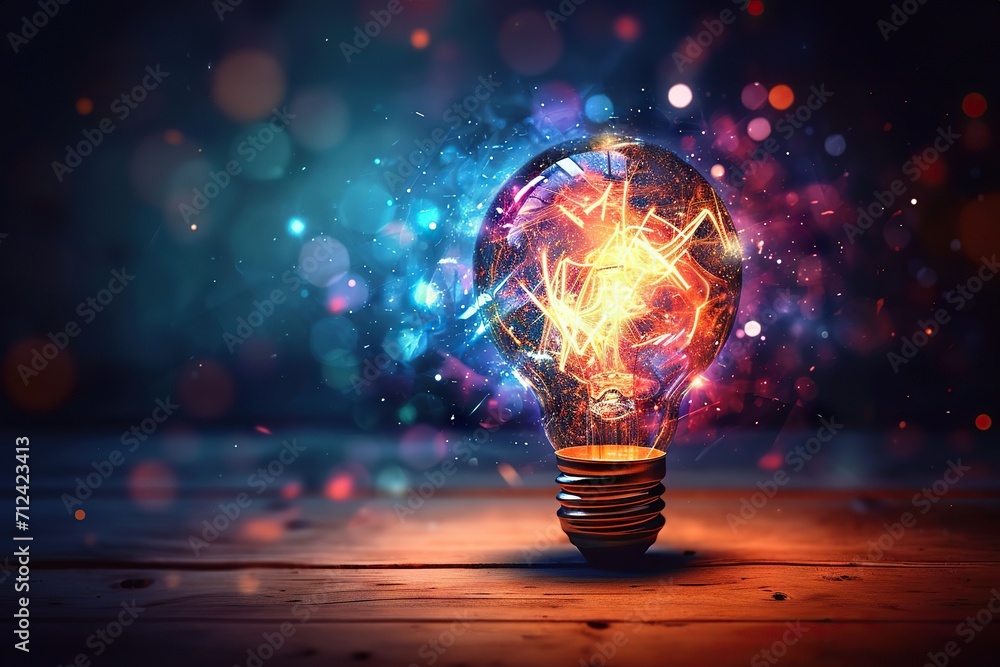 The Birth of Ideas A Classic Incandescent Light Bulb Illuminating ...