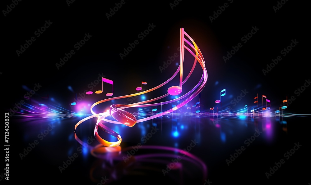 musical note in neon colours with a modern, tech style and a dark ...