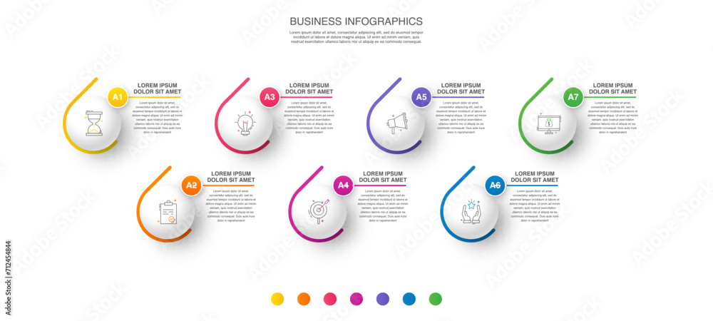 Vector template circle infographics. Business concept with 7 options ...