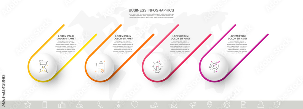 Vector de Stock Line vector minimal infographic with four circles ...