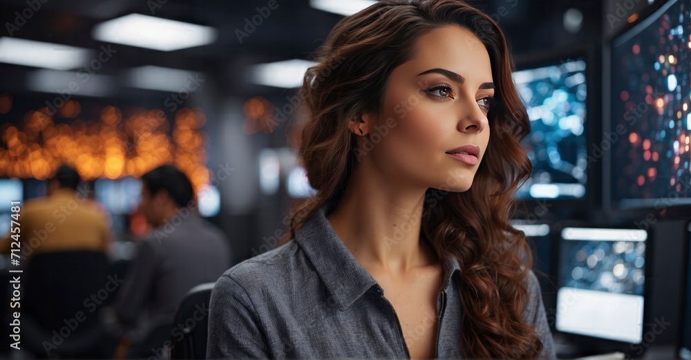 Tech Innovation Unveiled A 4K 50mm Photo Showcases a Female Programmer ...