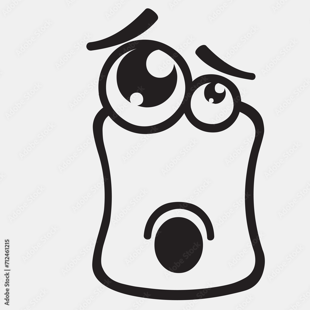 Cartoon faces. Expressive eyes and mouth, smiling, crying and surprised ...