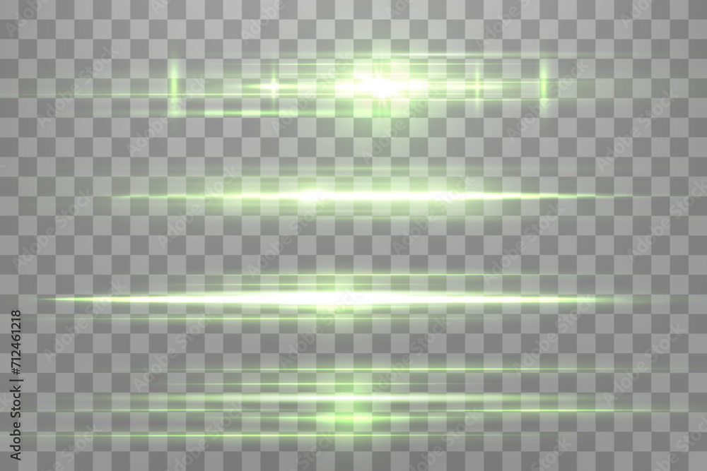 Green lens flares set. Isolated on transparent background. Sun flash ...