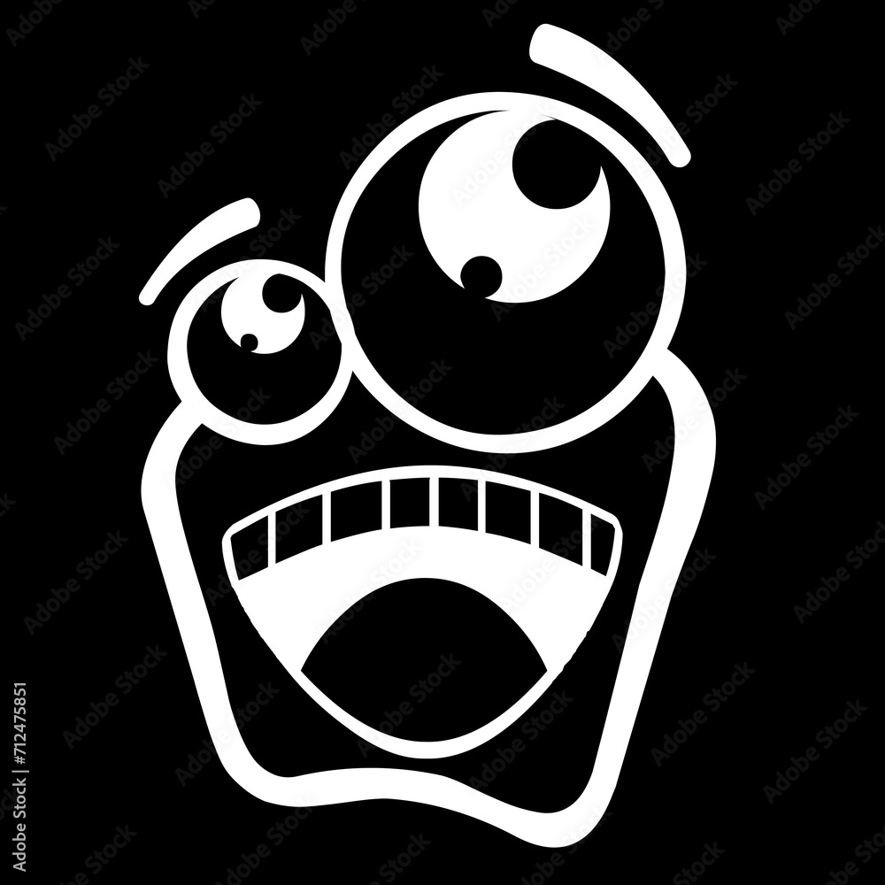 Cartoon faces. Expressive eyes and mouth, smiling, crying and surprised ...