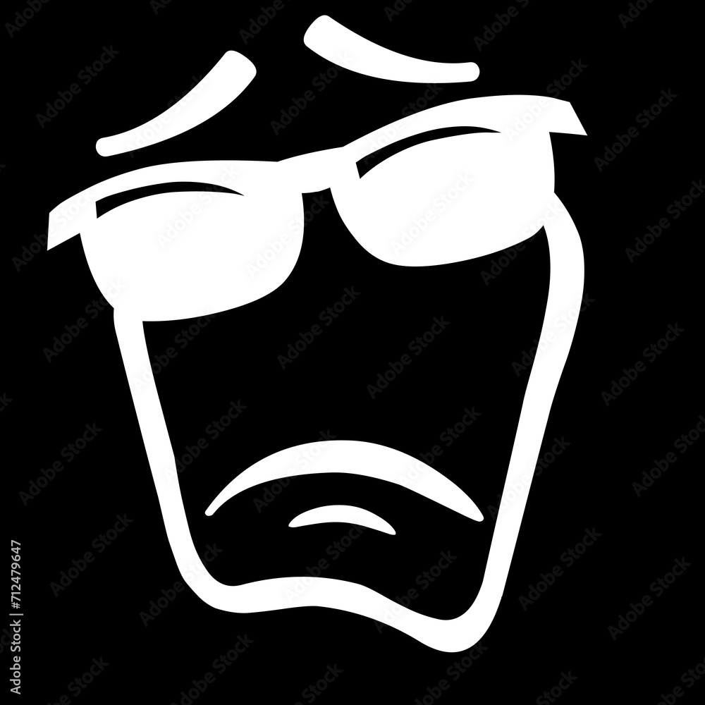 Cartoon faces. Expressive eyes and mouth, smiling, crying and surprised ...