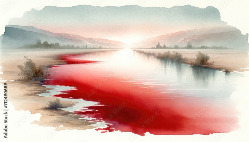 The Plagues of Egypt. Watercolor illustration of the Nile River turning ...