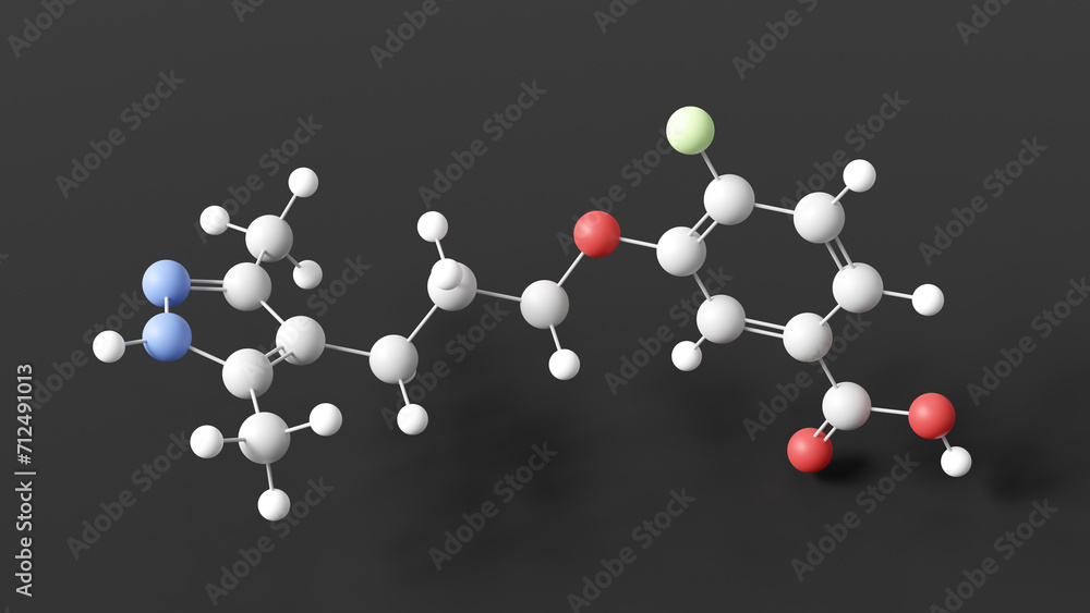 acoramidis molecular structure, transthyretin stabilizer, ball and ...