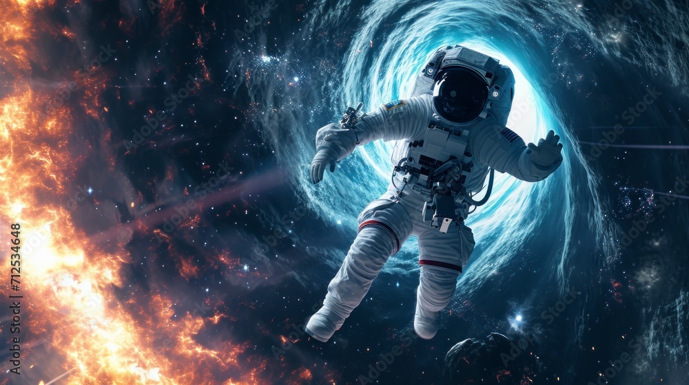 astronaut absorbed by a black hole in space in high definition WITH ...