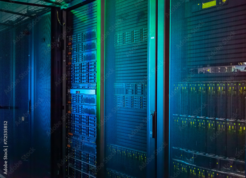 Photo Stock Rack Servers and Supercomputers, Modern Telecommunications ...