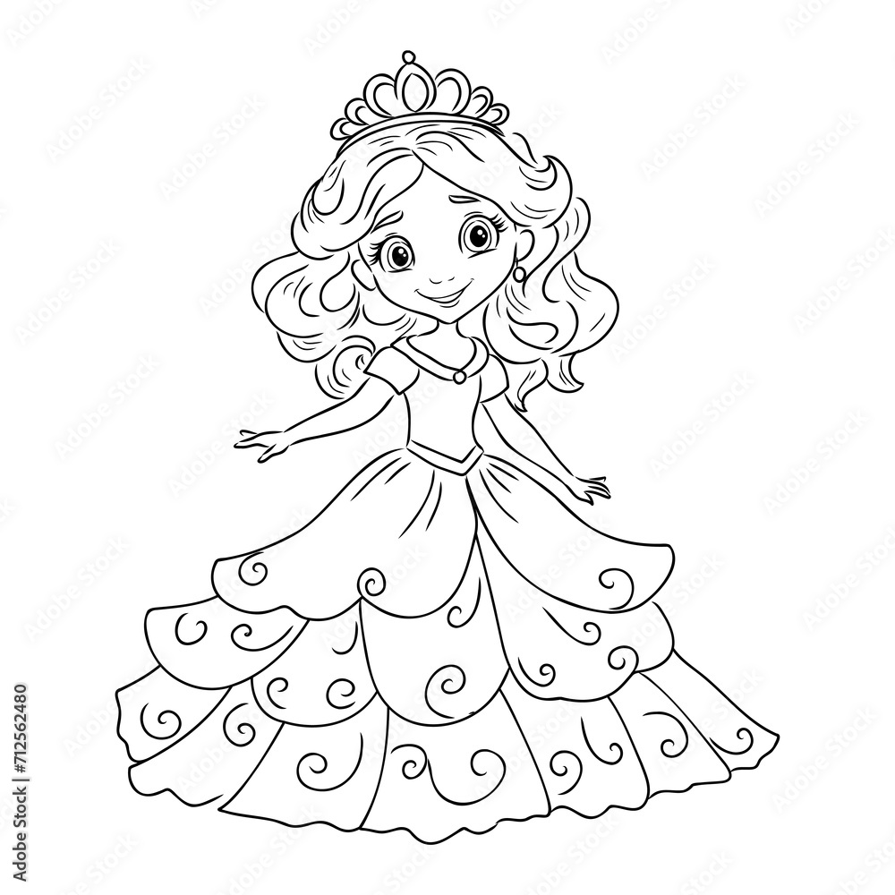 Little Princess Coloring page for kids Stock Vector | Adobe Stock