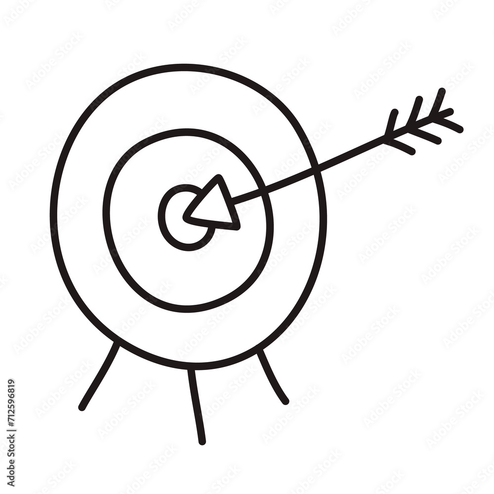 Doodle target icon or logo, hand drawn with thin black line. Png ...
