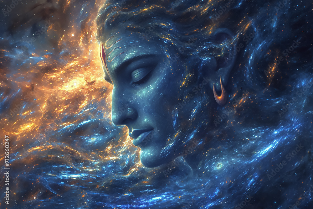 Modern digital art of the Hindu Lord Shiva Stock Illustration | Adobe Stock