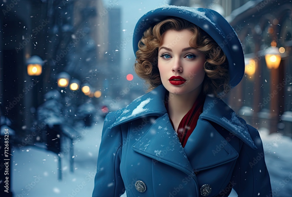 Capture the charm of a stylish middle-aged woman in a winter coat ...