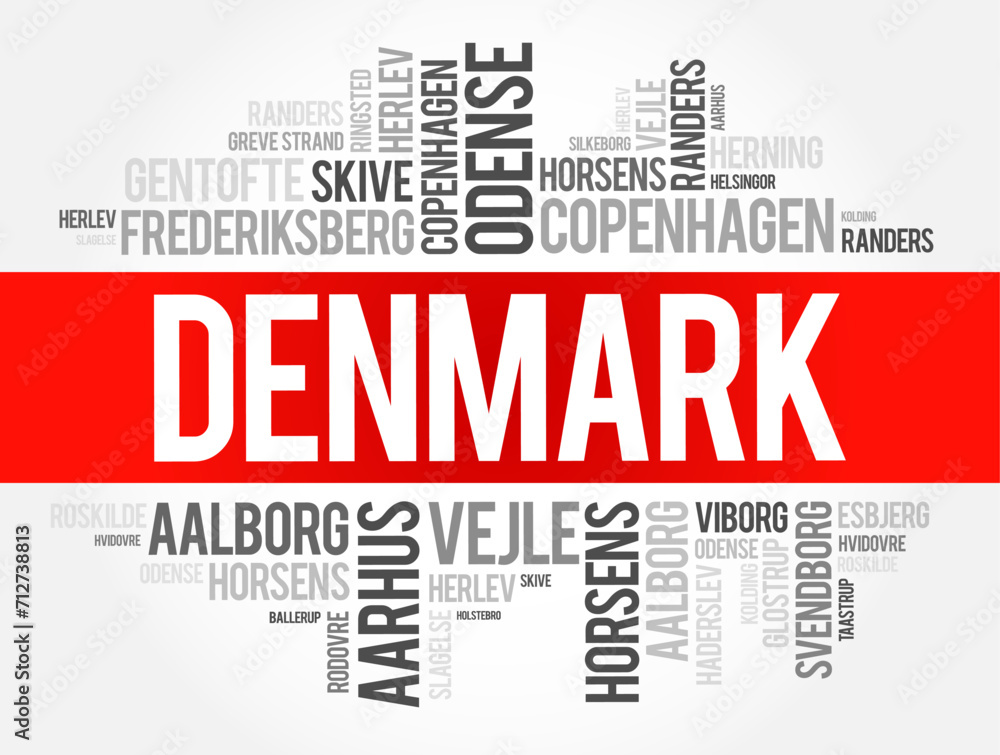 List of cities and towns in Denmark, word cloud collage, business and ...