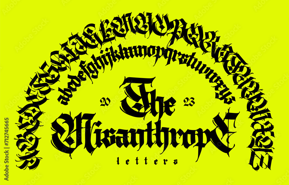 Ilustracja bez tantiem: Gothic font from Latin letters. Vector. English ...