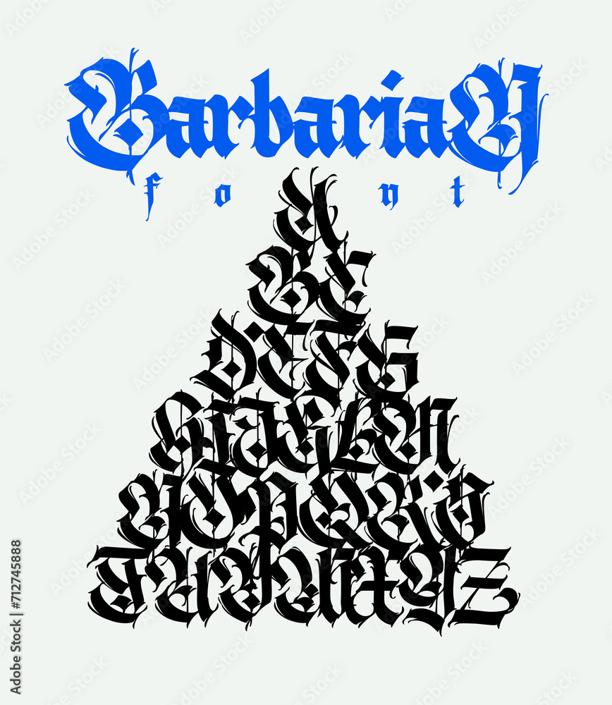 Стоковая иллюстрация «Gothic font from Latin letters. Vector. English ...