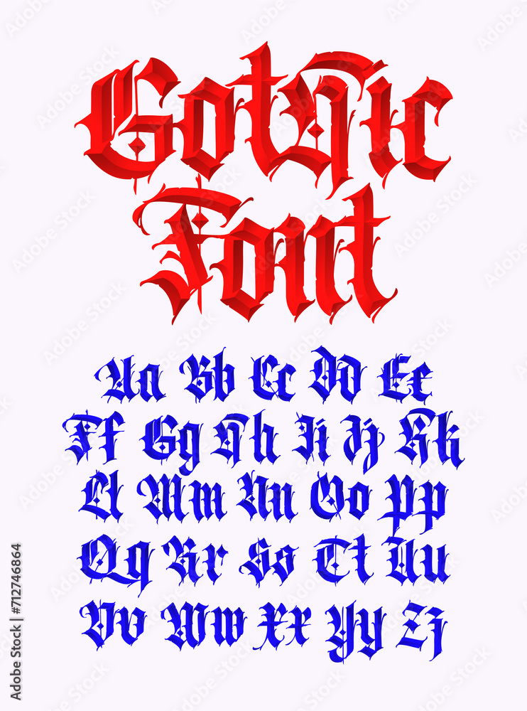 Stock-Illustration „Gothic font from Latin letters. Vector. English ...