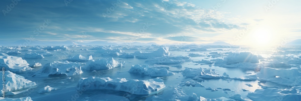 Melting ice sheets in arctic ocean, global warming and climate change ...