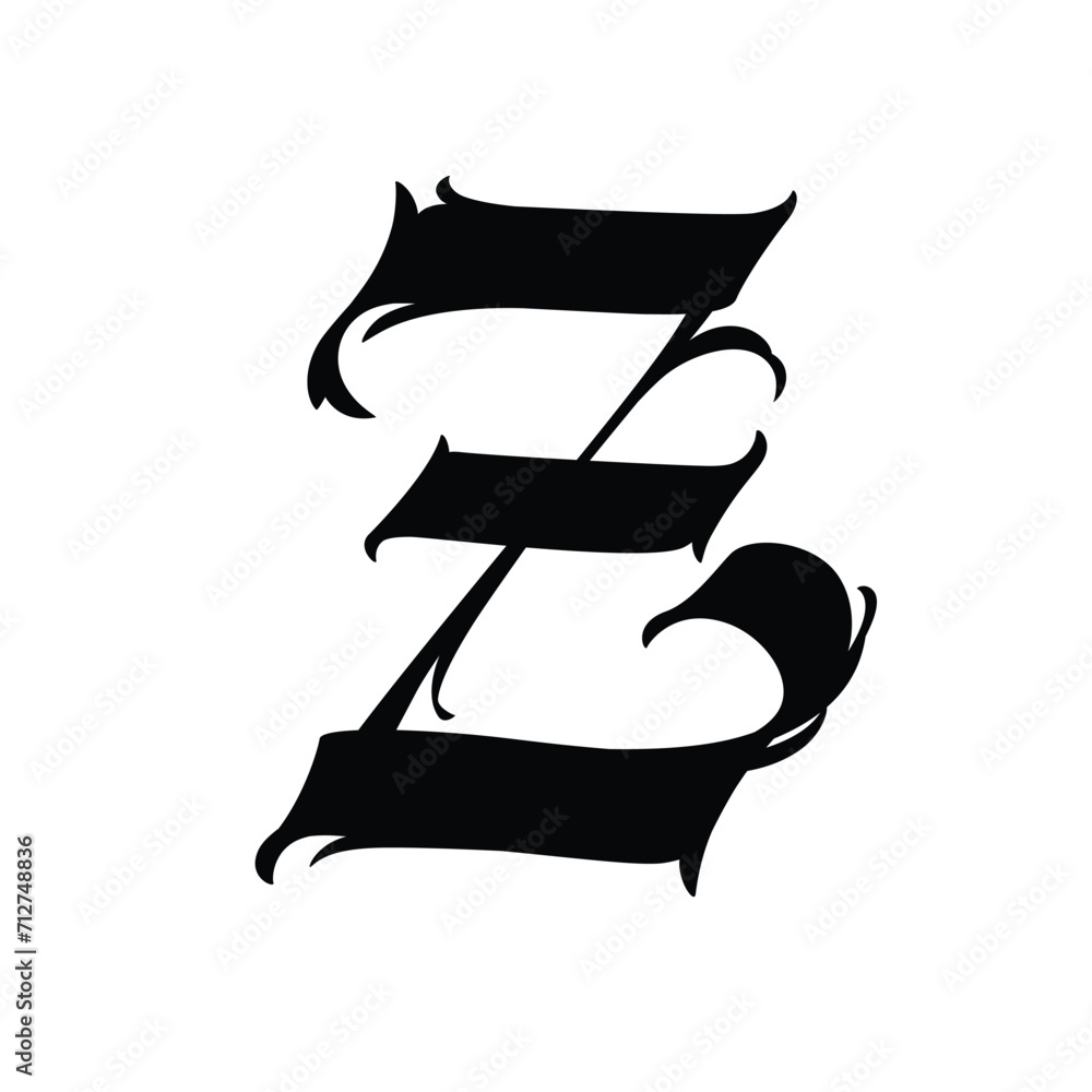 Letter zA, in the Gothic style. Vector. Alphabet. Calligraphy and ...