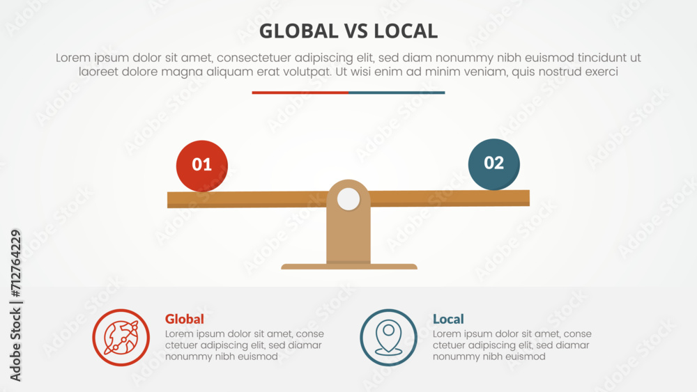 global vs local versus comparison opposite infographic concept for ...