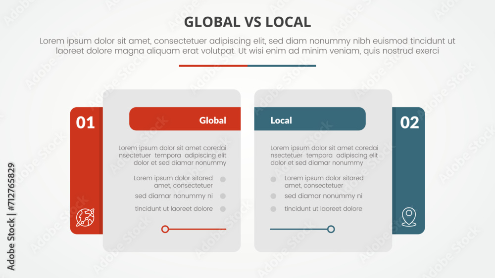 global vs local versus comparison opposite infographic concept for ...