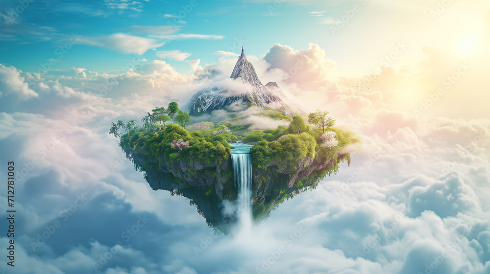 Beautuful fantasy dream landscape with floating island Stock ...