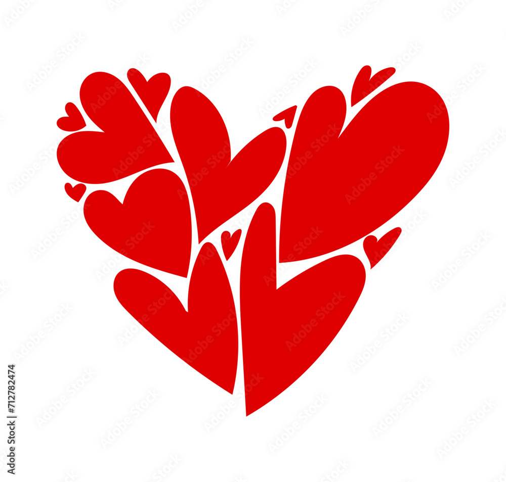 Vector de Stock hearts in the shape of a heart red vector icon logo ...