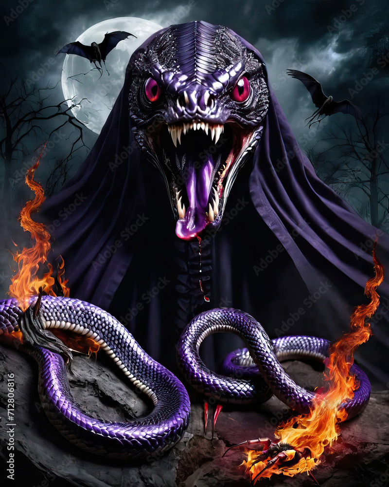 Illustration Stock Terrifying Nightmares - Surreal Collage with Scaly ...