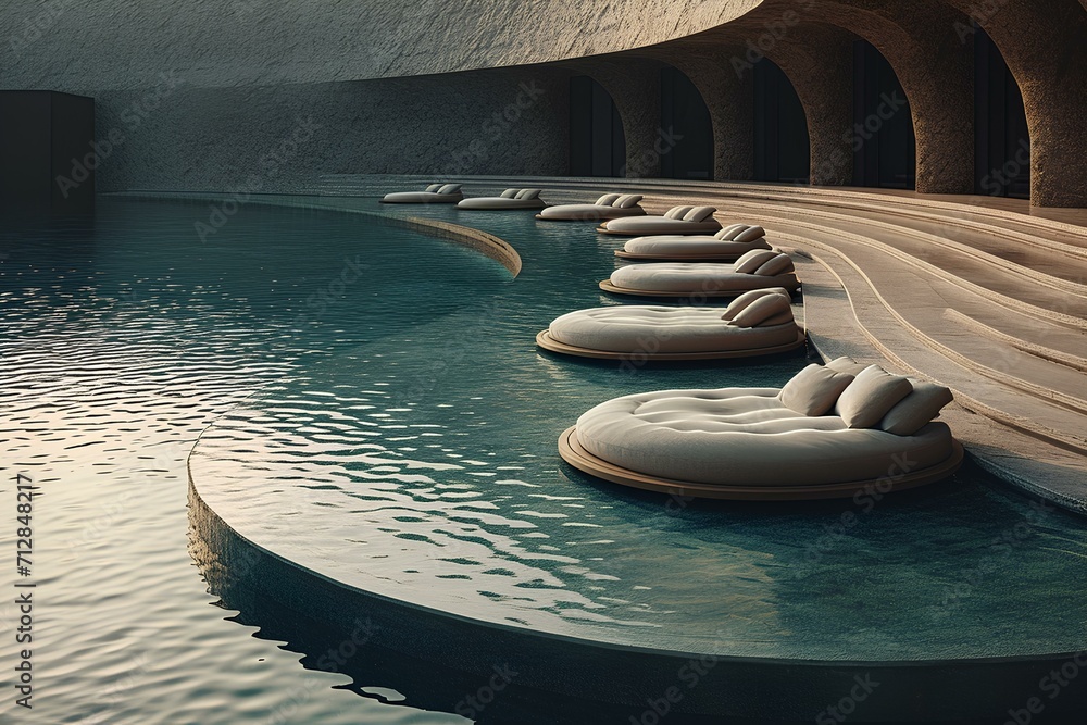 Organic resort. futuristic aesthetic architecture. natural materials ...