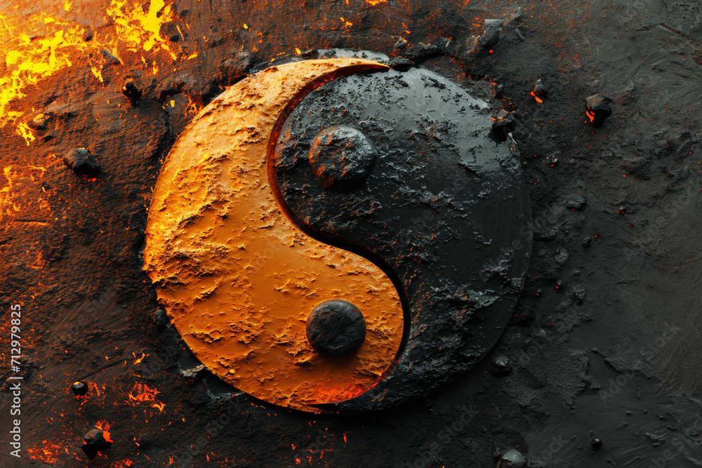 A portrayal of the Yin Yang symbol from Taoism, harmoniously balancing ...