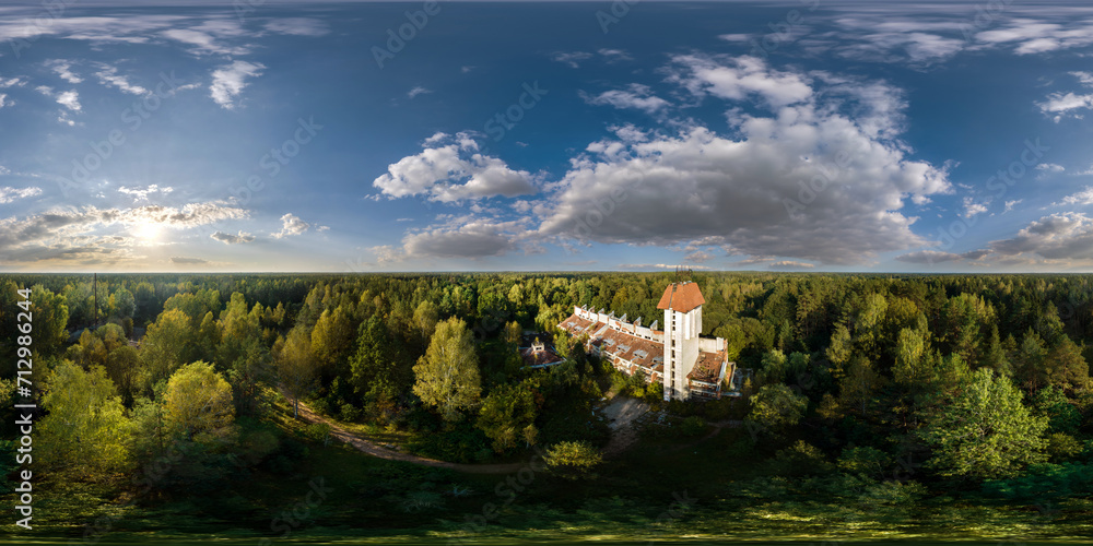 aerial full seamless spherical hdri 360 panorama near ruined abandoned ...