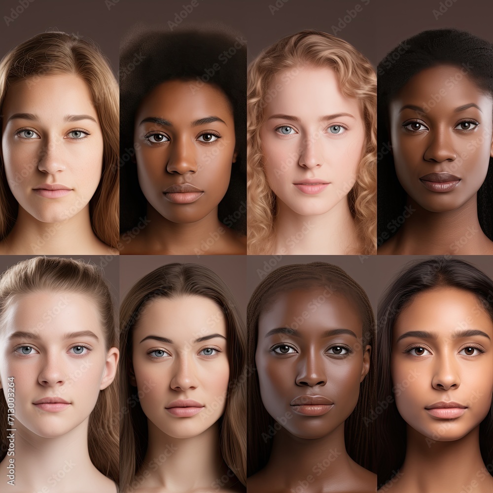 Ilustración de Stock Model management. A series of portraits ...