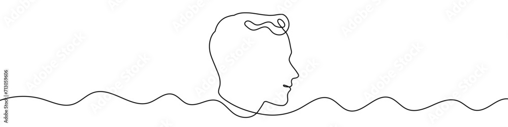 Continuous editable drawing of a male face. One line drawing background ...