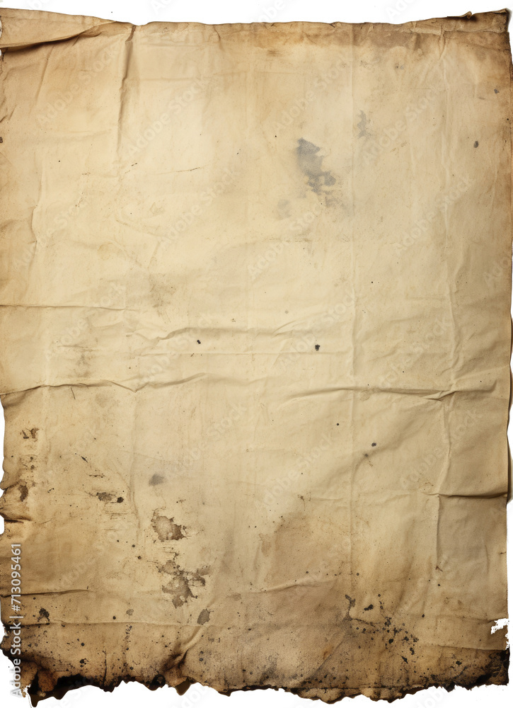 distressed aged paper, full blank sheet of vintage aged paper with ...