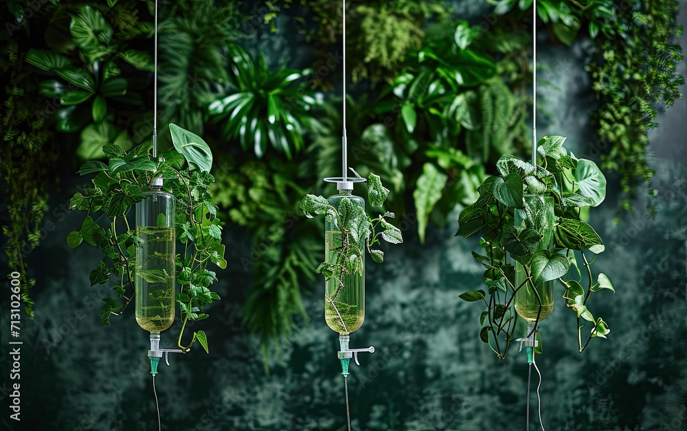 Botanical Infusion Station: medical devices around greenery, featuring ...