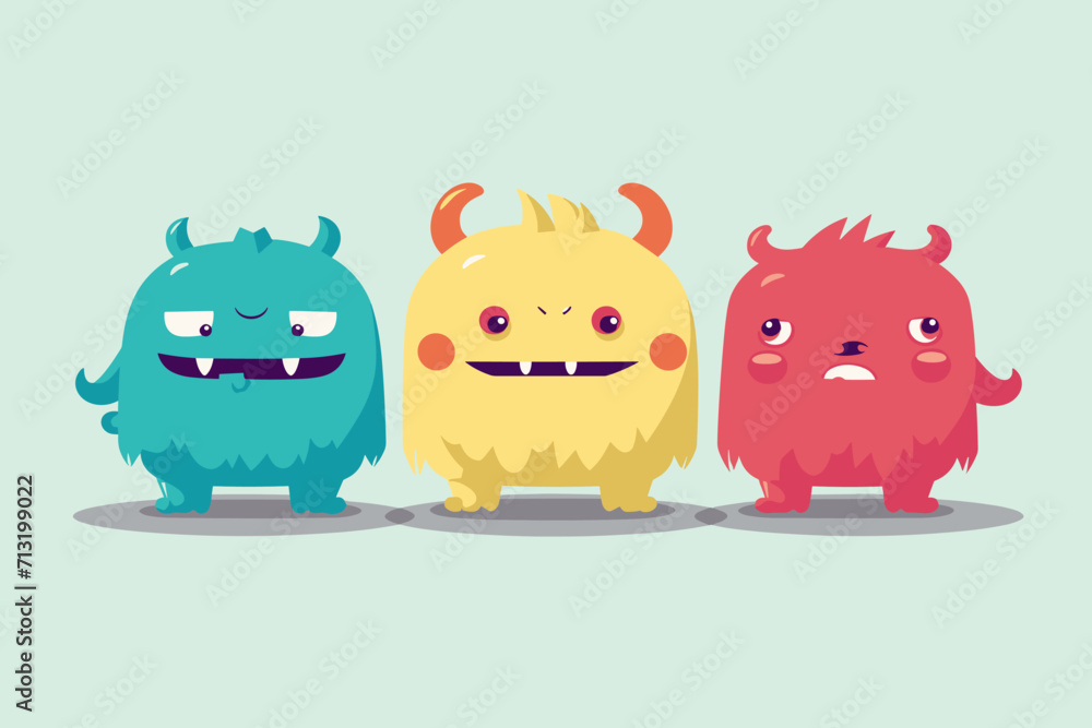 Cute abstract cartoon characters set. Bundle of different types of ...