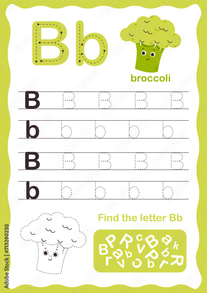 Tracing letters alphabet. Uppercase and lowercase letter B Engish ...