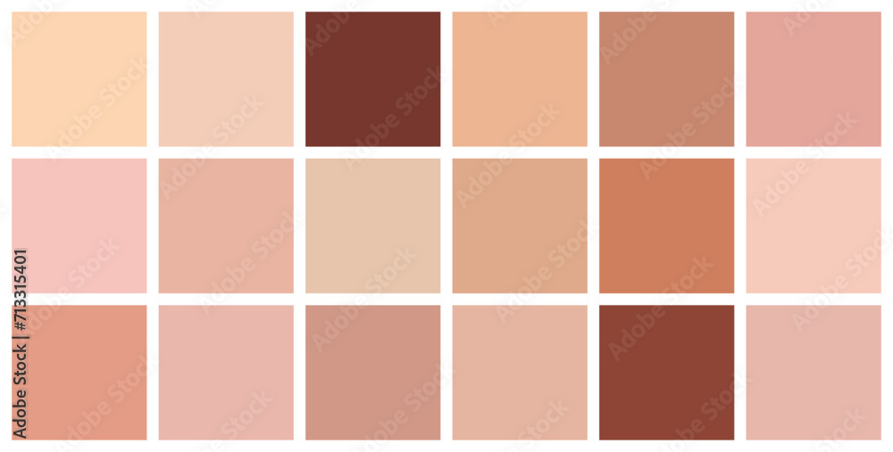 Creative vector illustration of human skin tone color palette set ...