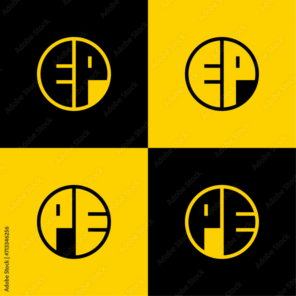 Simple EP and PE Letter Circle Logo Set, suitable for business with EP ...