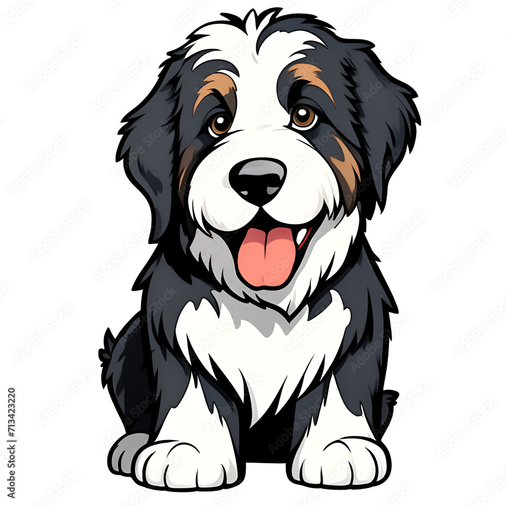 Stock-Illustration „cartoon bernedoodle dog puppy breed, vector ...