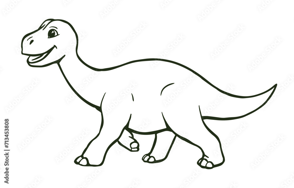 Cute cartoon young dinosaur. Little green brontosaurus. Vector isolated ...