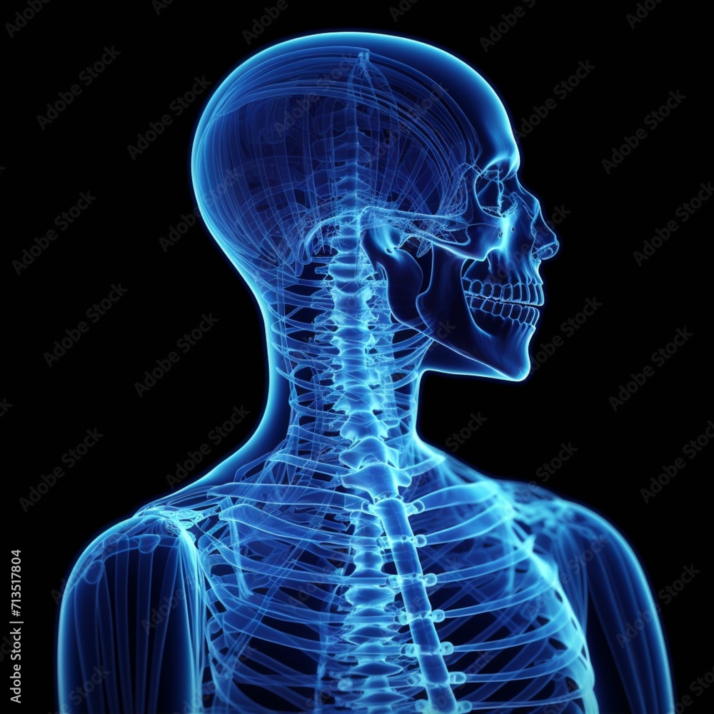 Human Skeleton Blue Chlorine Cervical Spine Later Color AI Generated ...