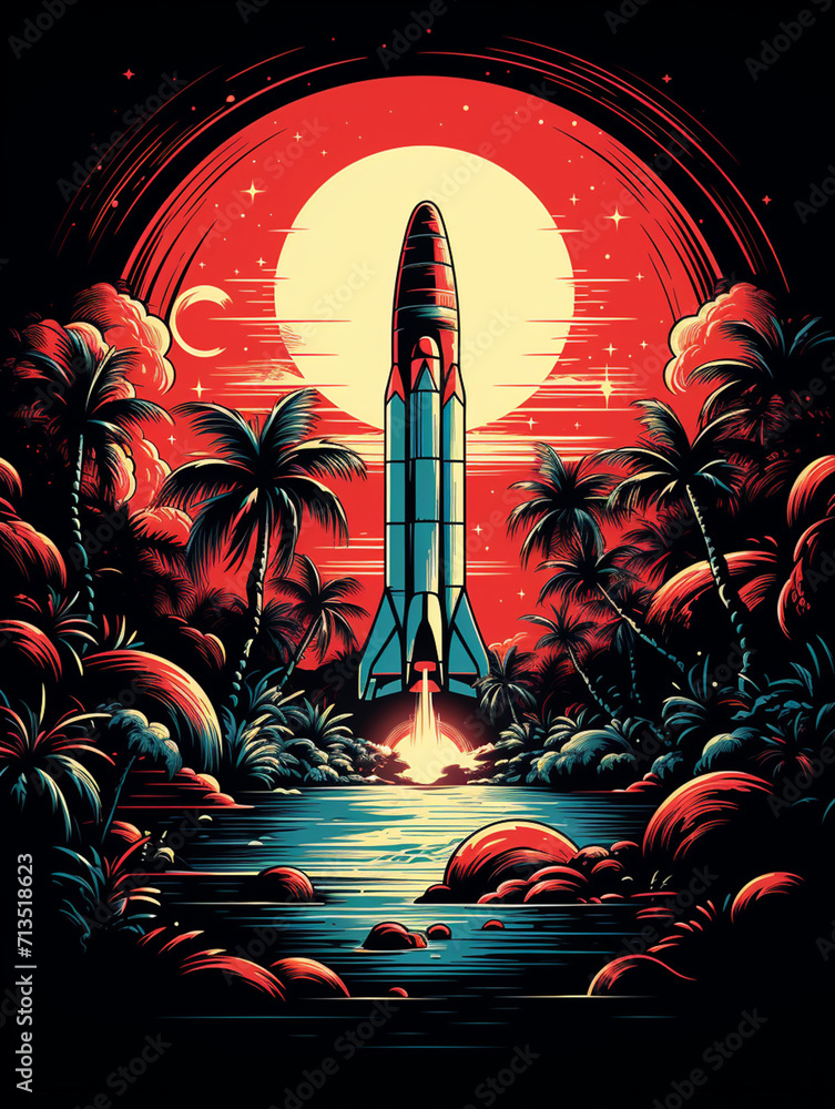 Ilustración de Stock T-shirt design, retro space explorer, 1950s sci-fi ...