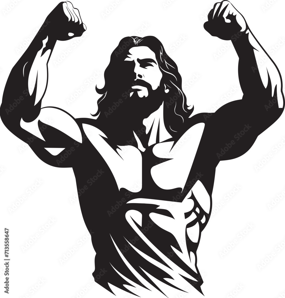 Resurrection Fitness Jesus in Muscular Glory Icon Celestial Strength ...